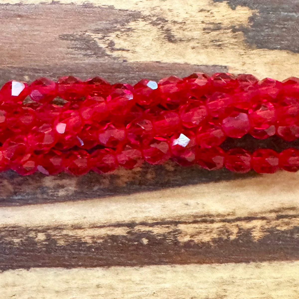 1-04-9008 - Czech Fire Polish Beads, Siam Ruby, 4mm | Strand – Auntie's ...