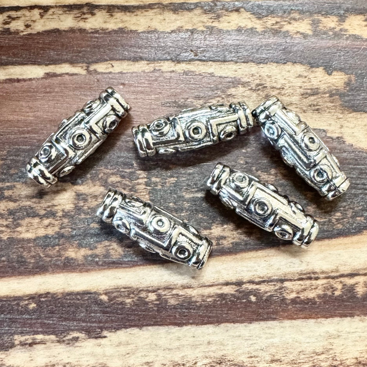 BCB-0827 - Antique Silver Tube Bead With Design, 19x7mm | Pkg 5 ...