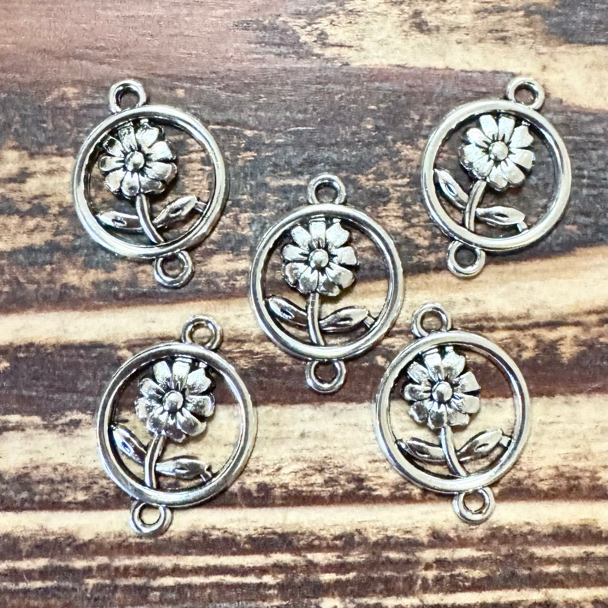BCB-0840 - Antique Silver Open Daisy Connector, 18x22mm | Pkg 5 ...