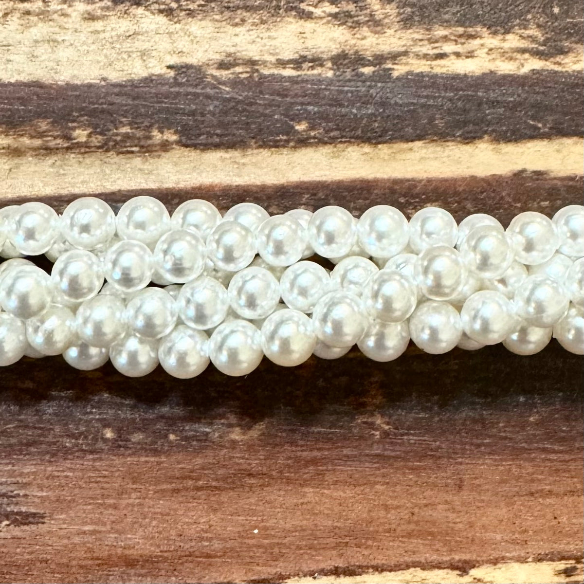 ABA-1073 - Pearl Round Bead Strand, Creamy White, 4mm | Strand – Auntie ...