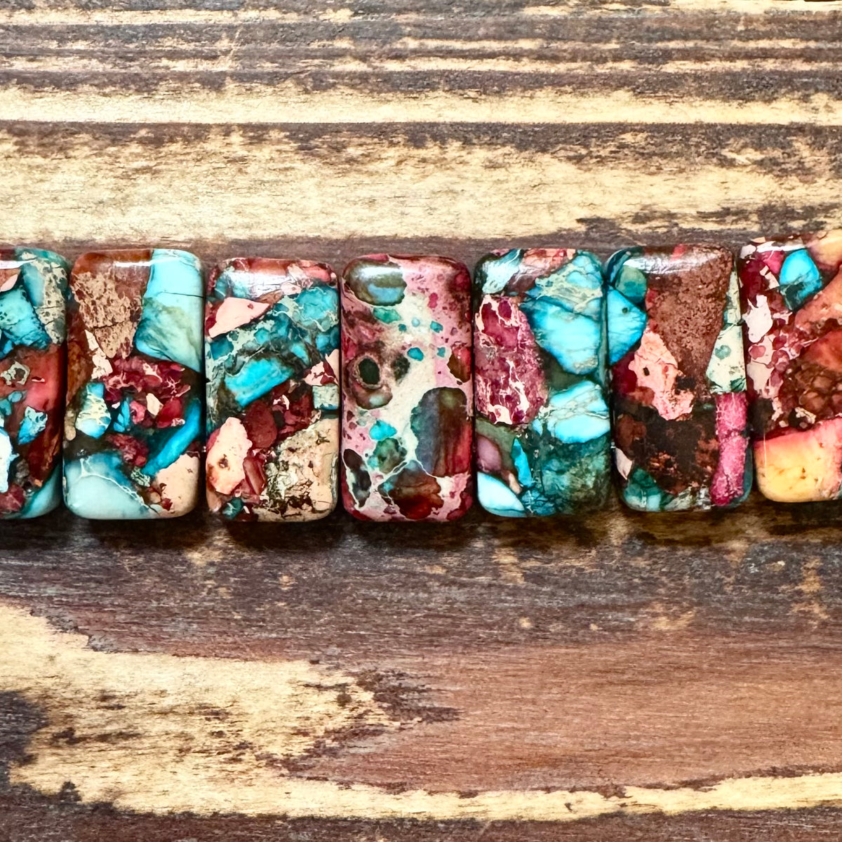 ABA-1078 - Double Drilled Variscite Gemstone Strand, Multi Blue/Red, 1 ...