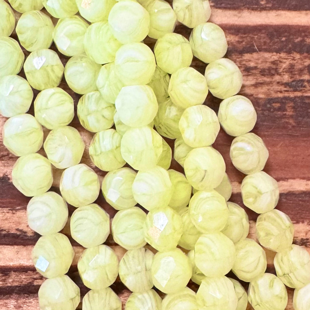 JKB-0846 - Czech Glass Fire Polish Beads, Lemon Ice, 8mm | Strand ...