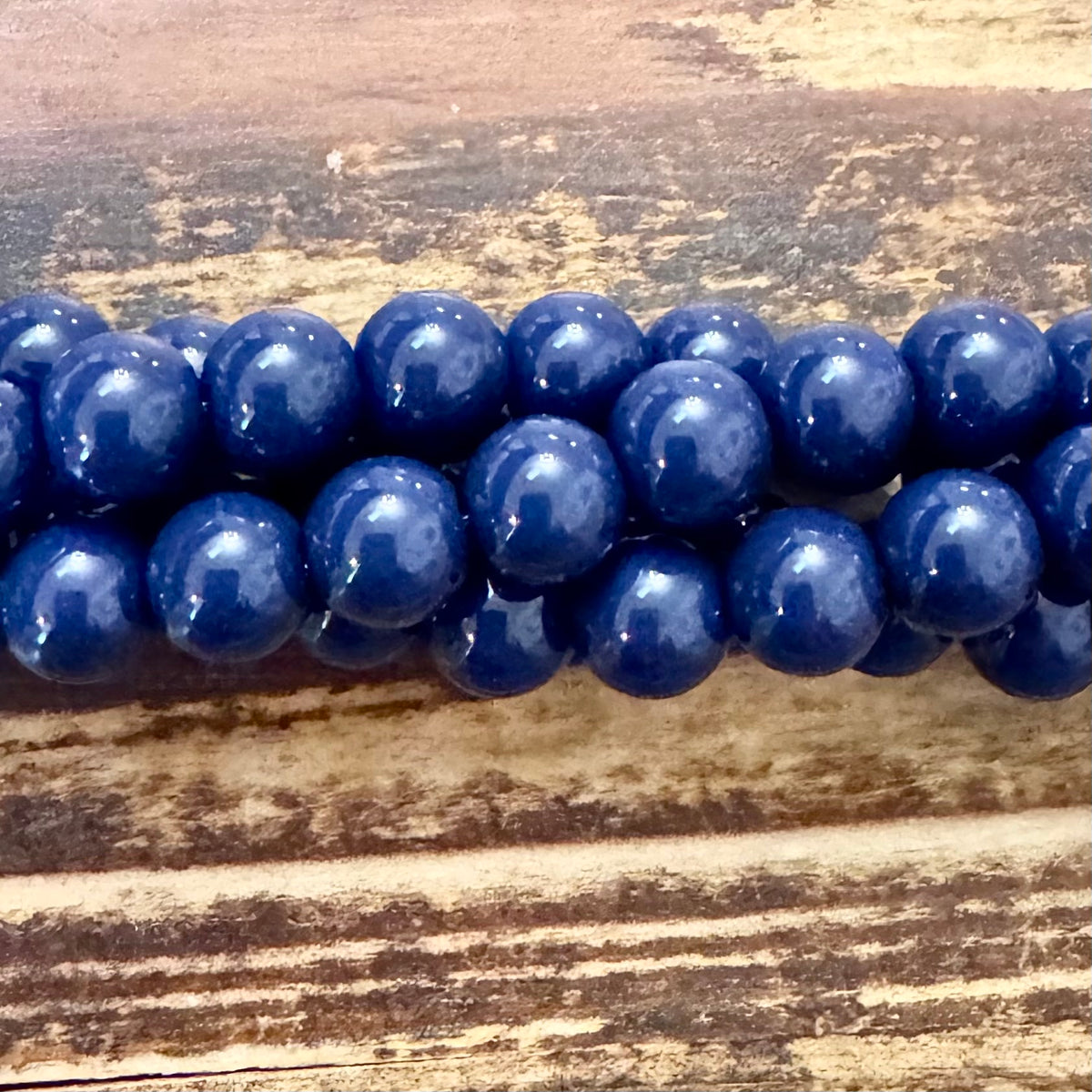 BCB-1326 - Opaque Glass Beads, Lapis Blue, 8mm | Strand – Auntie's ...