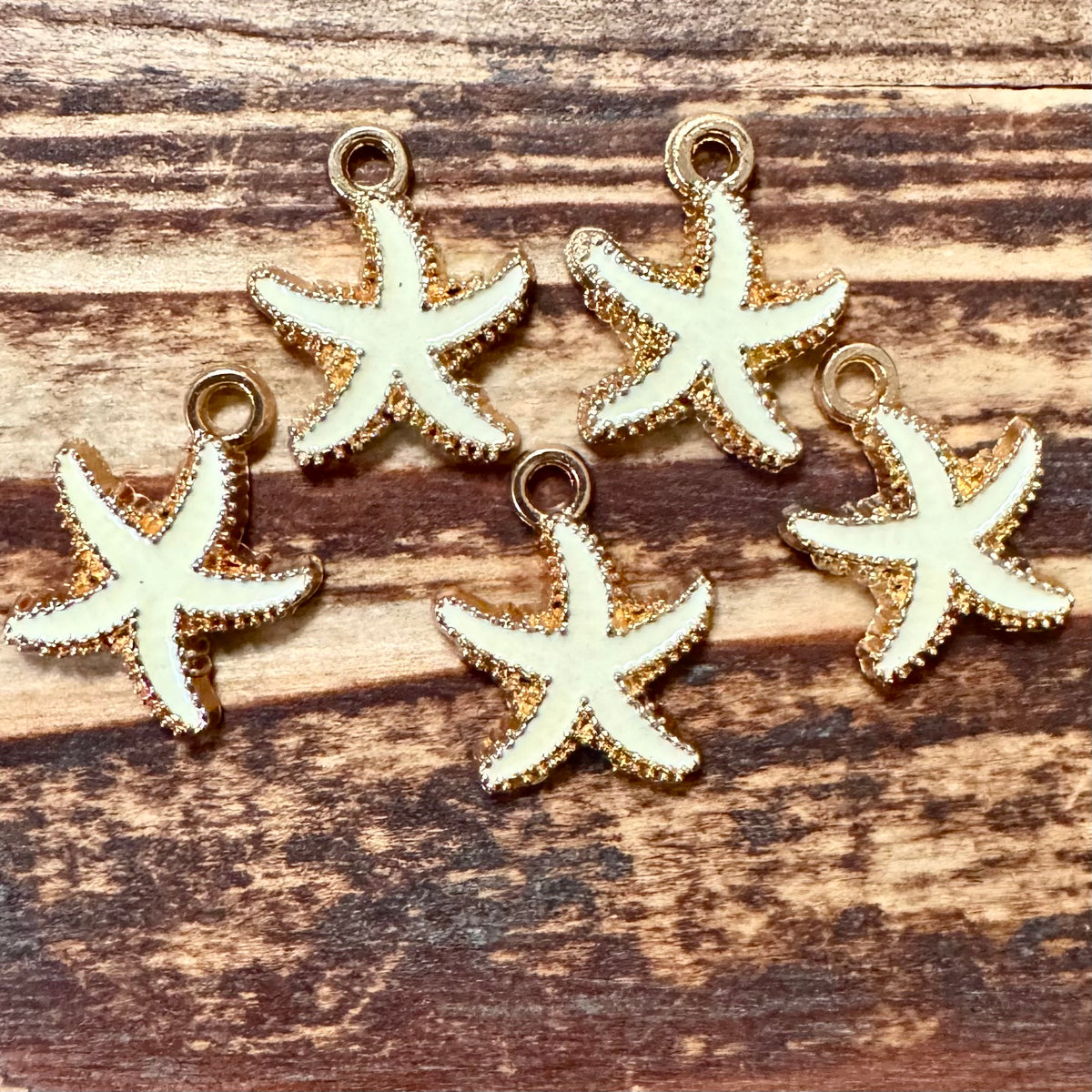 BCB-1351 - Gold Enamel Starfish Charms, Cream, 18x15mm | Pkg 5 – Auntie ...