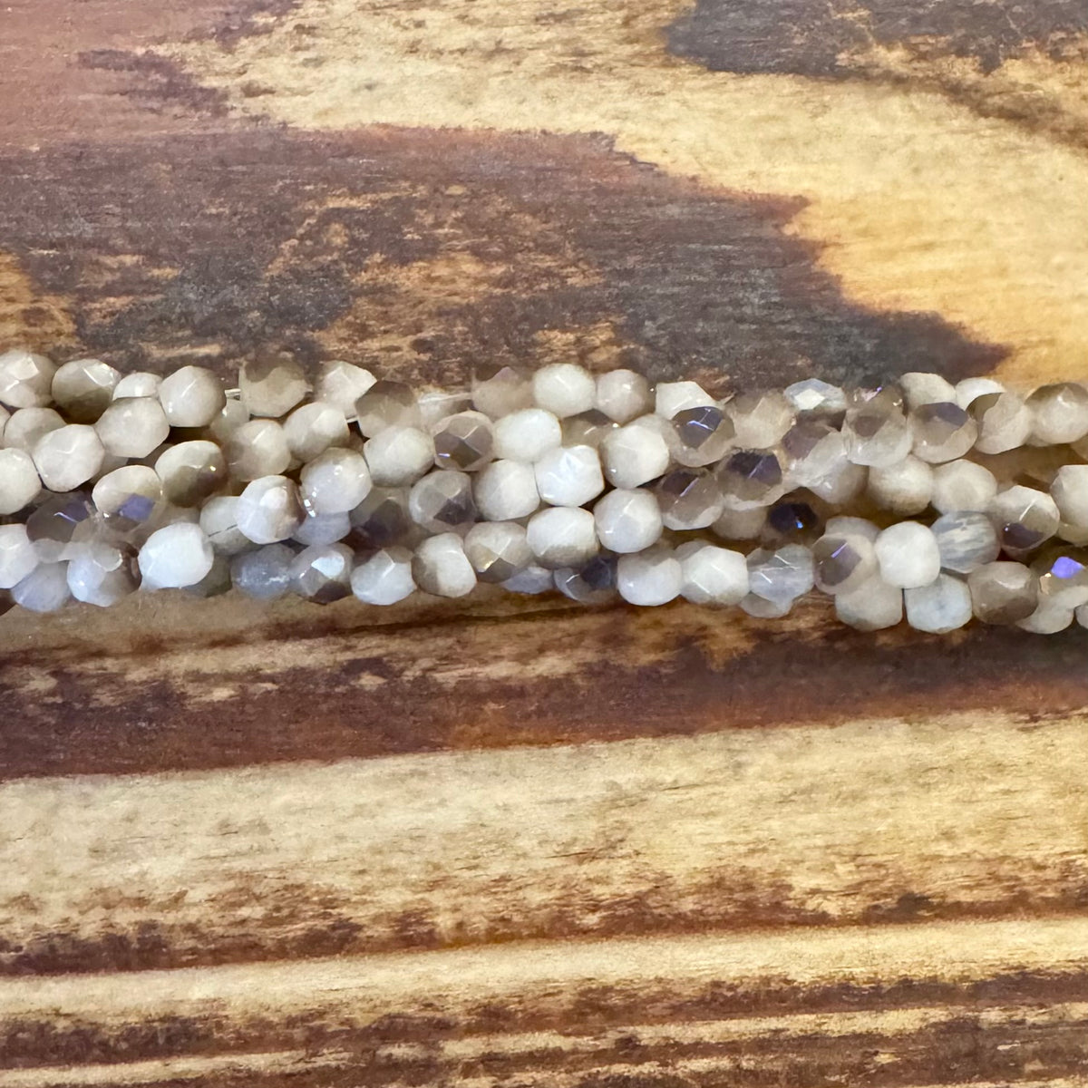 1-03-LR71100 - Czech Fire Polish Beads, Luster Iris Opaque Soft Pink ...
