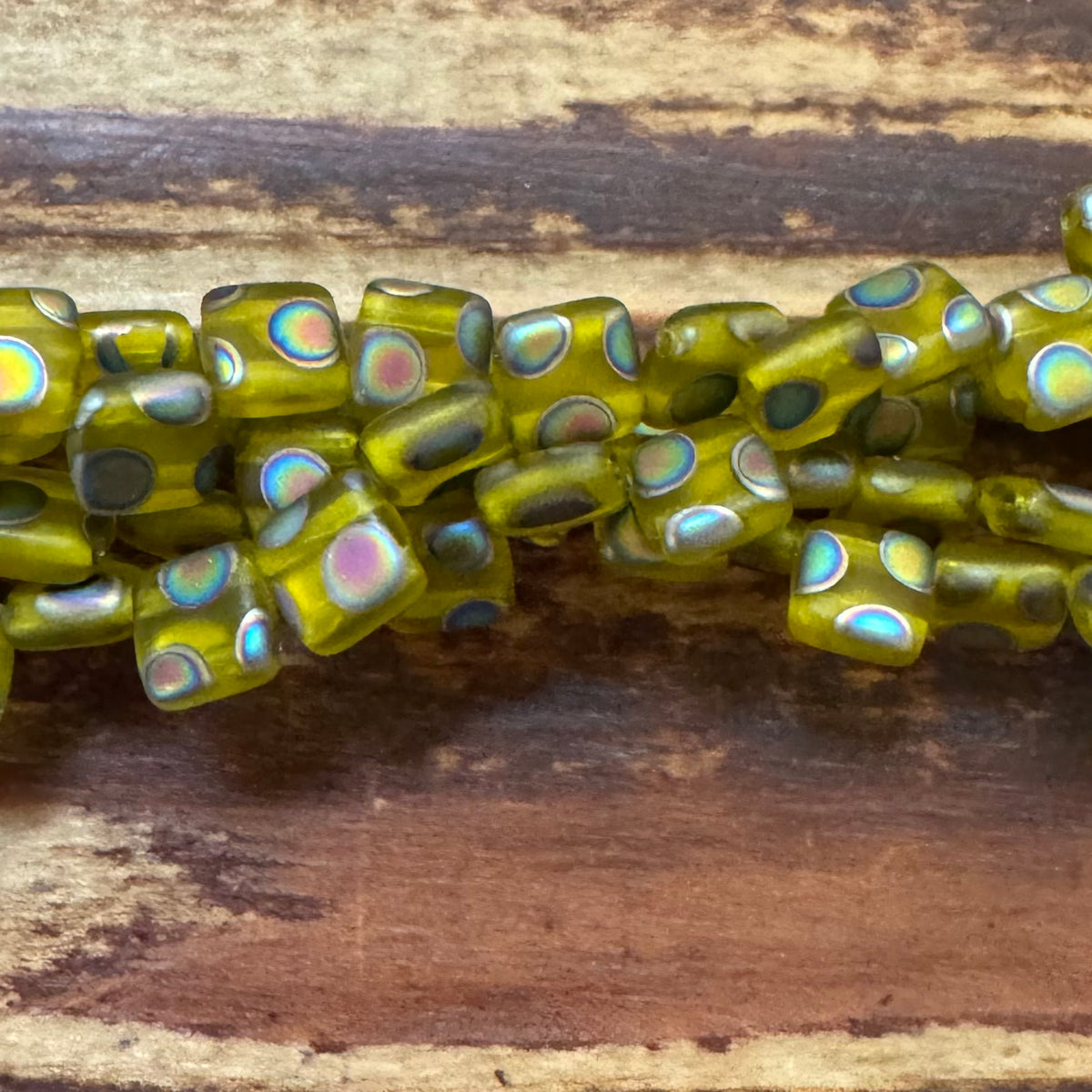 JKB-1033 - Czech Glass 2 Hole Tile Beads, Chartreuse With Foil, 6mm ...